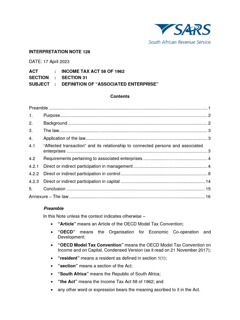 Definition of Associated Enterprise in Tax Law | PDF | Board Of ...