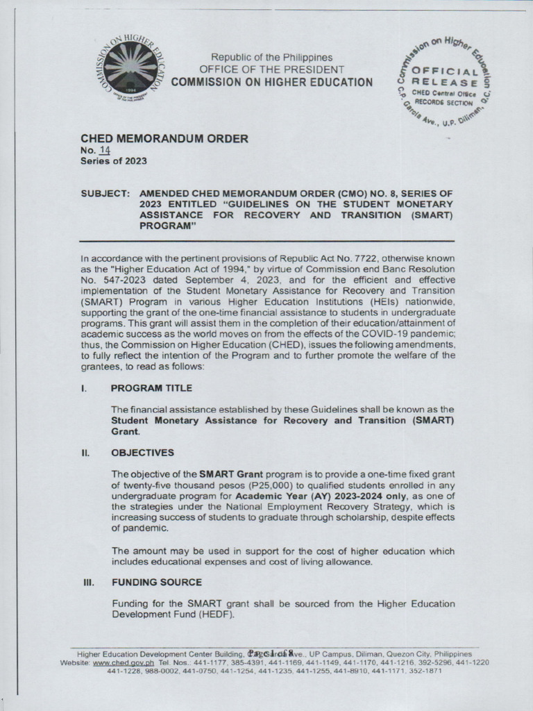 CMO-14-s.-2023 - SMART Program - Amended | PDF