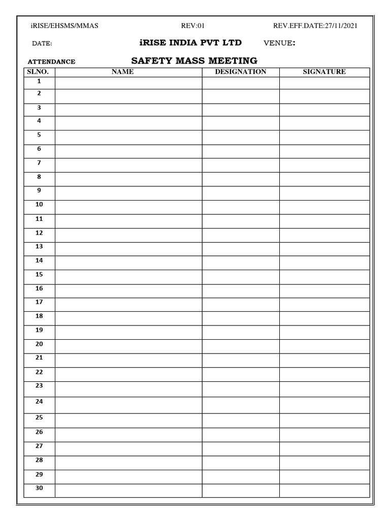 Mass Meeting Attendance Sheet | PDF