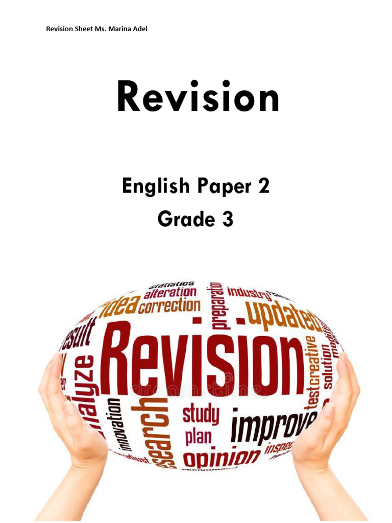 Grade 3 English Revision Sheet | PDF | Verb | Grammatical Number