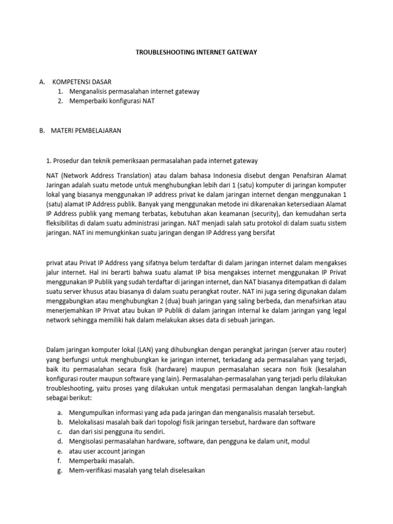 Troubleshooting Internet Gateway Aij 2023 | PDF