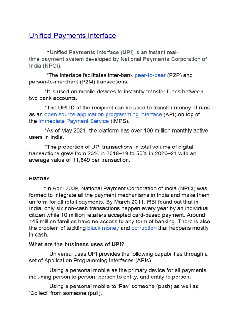 Unified Payments Interface Overview | PDF | Information Technology ...