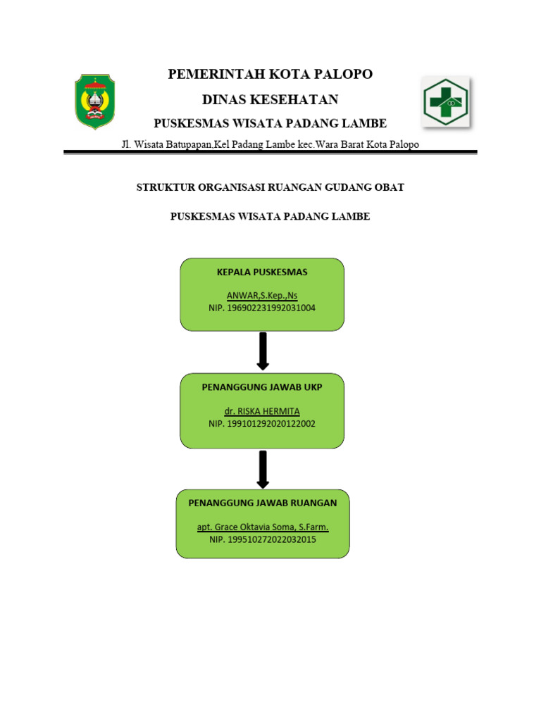 STRUKTUR ORGANISASI Gudang Obat | PDF | Memasak, Makanan, & Anggur