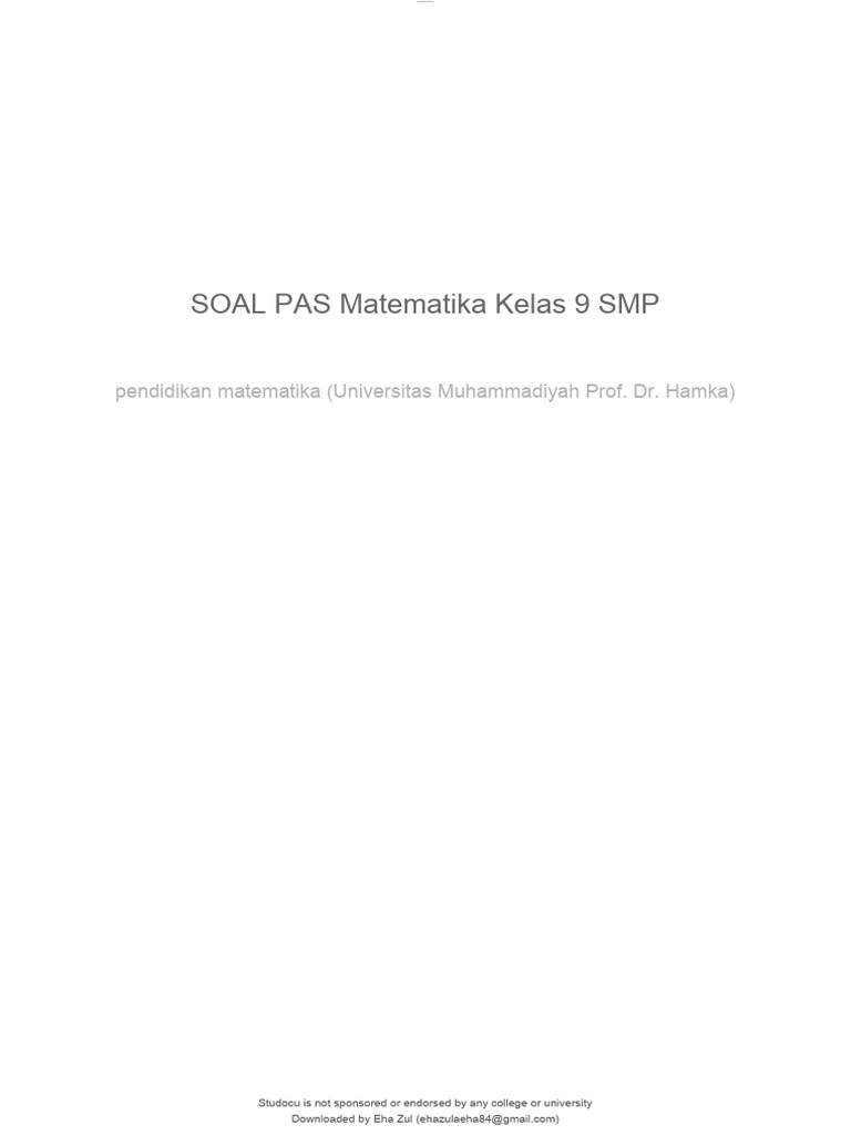 Soal Pas Matematika Kelas 9 SMP | PDF