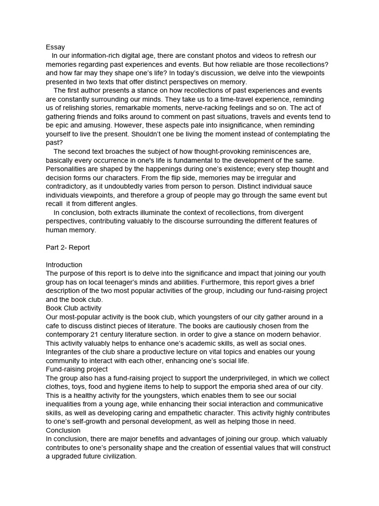 Essay On Memory - WRITING SAMPLE CPE PROFICIENCY IN ENGLISH | PDF ...