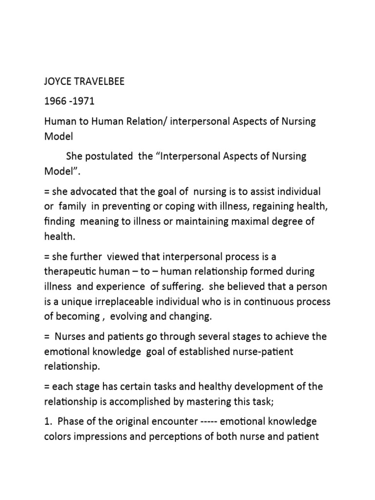 Joyce Travelbee | PDF | Nursing | Experience