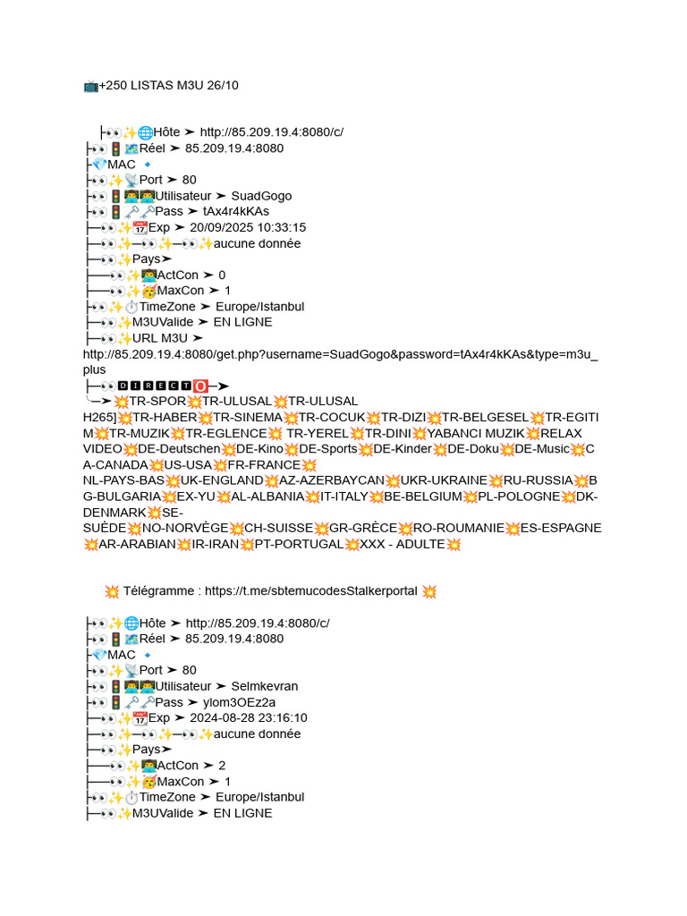 250 Listas M3u 26-10 | PDF