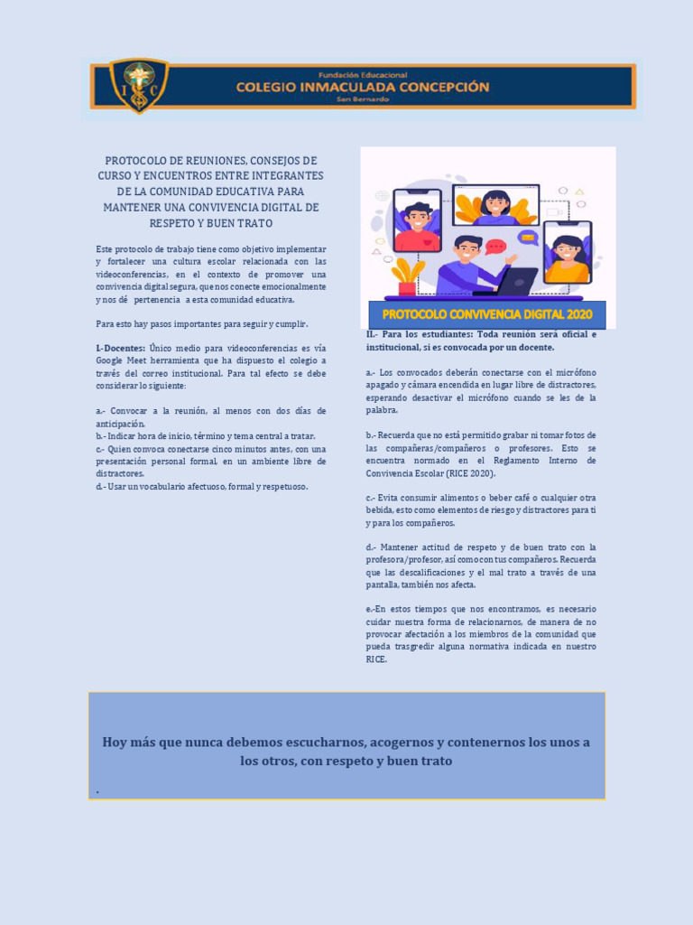 PROTOCOLO CONVIVENCIA Virtual | PDF | Videotelefonía