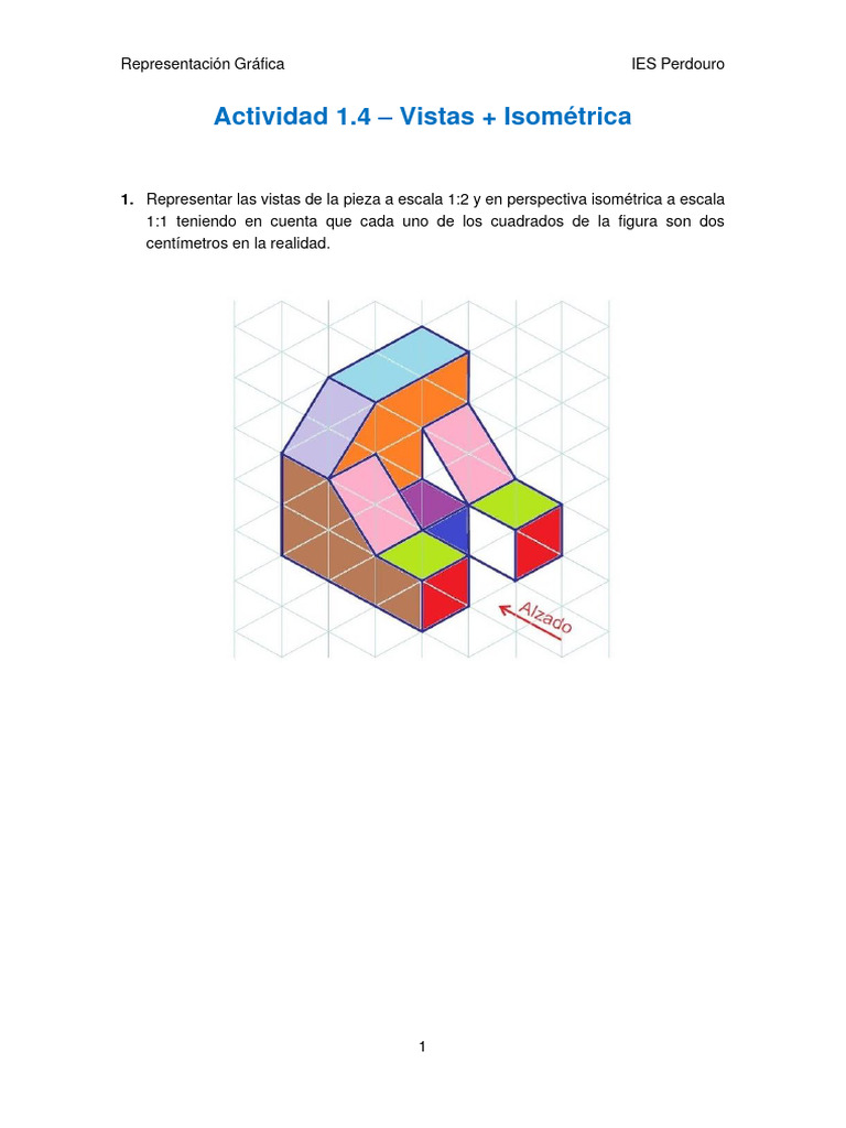 Vistas y Isométrica de Piezas 1:2 y 1:1 | PDF | Métodos y materiales de ...