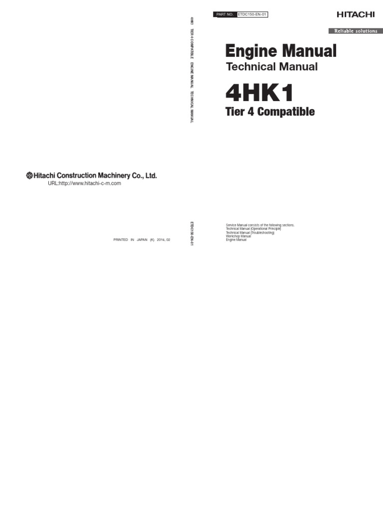 4HK1 Tier 4 Engine Technical Manual | PDF | Screw | Engines