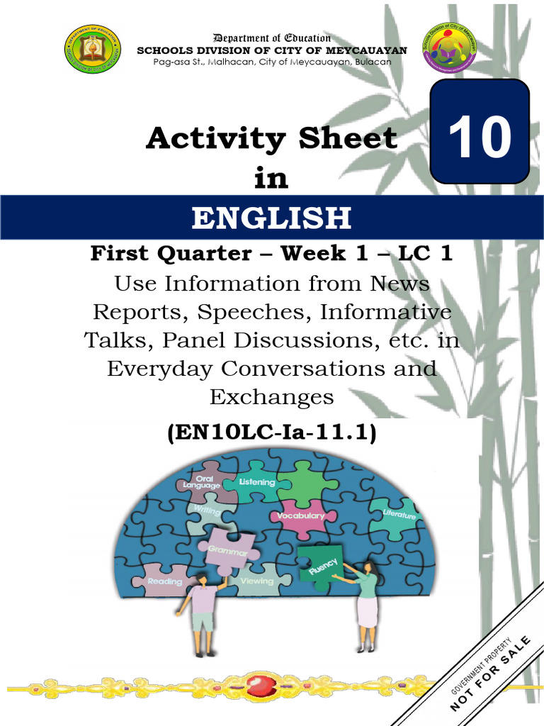ENG Quarter I Week 1 | PDF | Bullying | News