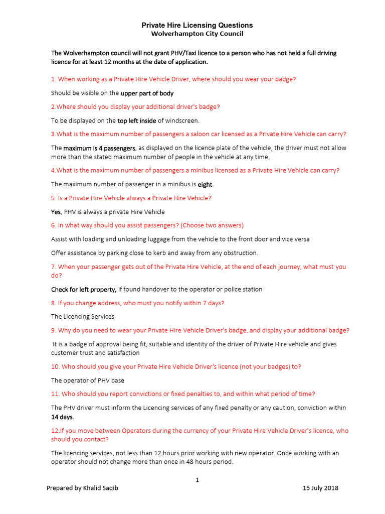 Wolverhampton PH QandAs | PDF | Driver's License | License