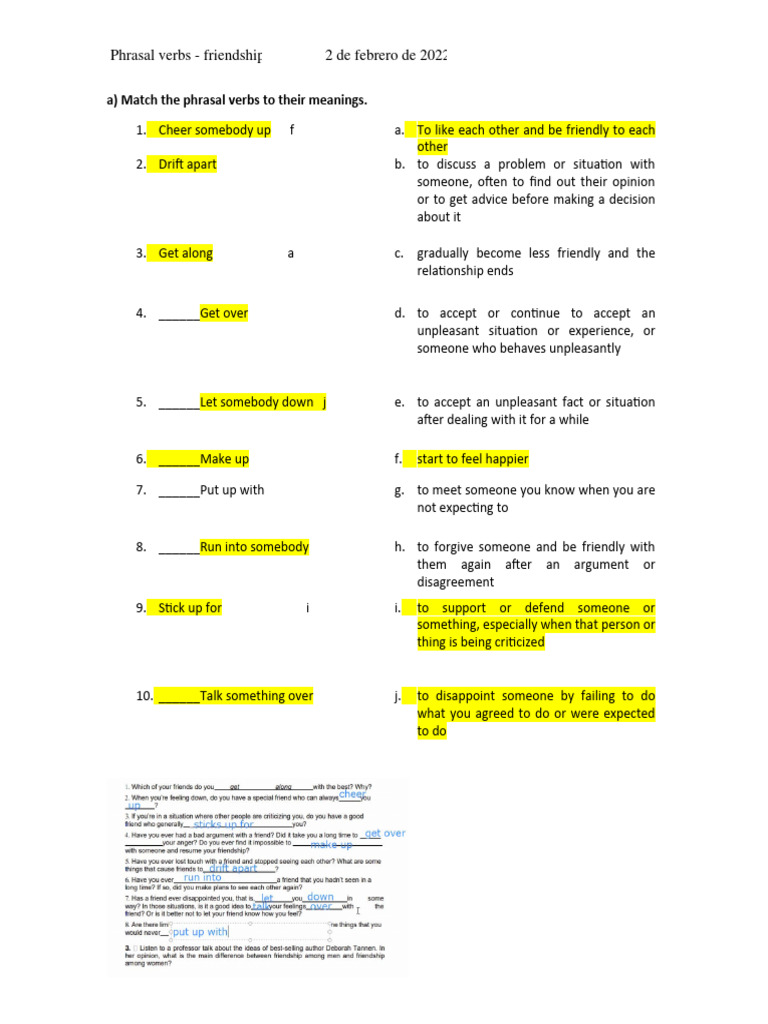 Phrasal Verbs - Friendship | PDF | Self-Improvement | Wellness