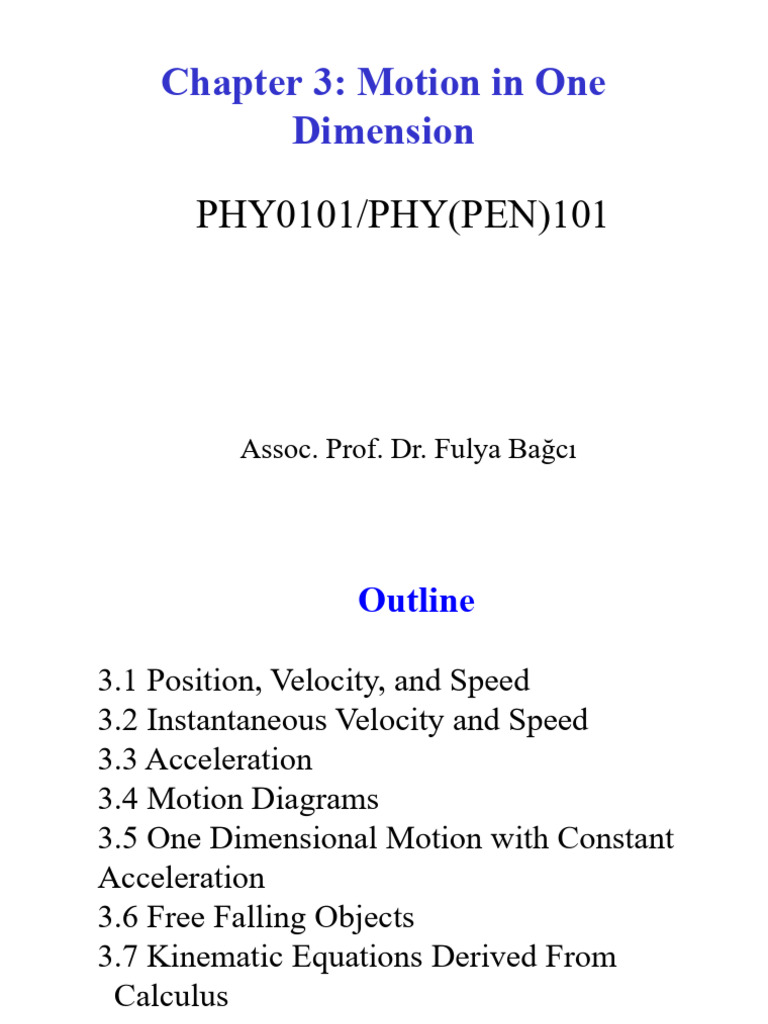 Chapter3 Motion in 1D | PDF | Velocity | Acceleration