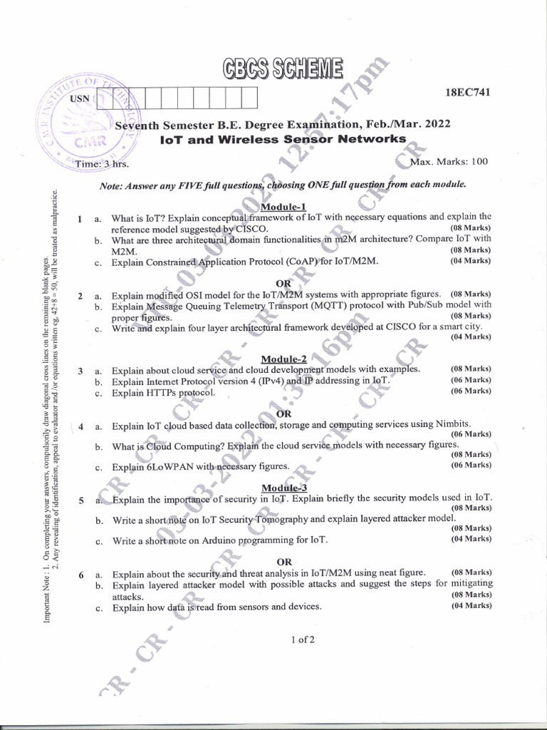 VTU Question Paper of 18EC741 IOT and Wireless Sensor Networks Feb-2022 ... VTU Question Paper of 18EC741 IOT and Wireless Sensor Networks Feb-2022 ...