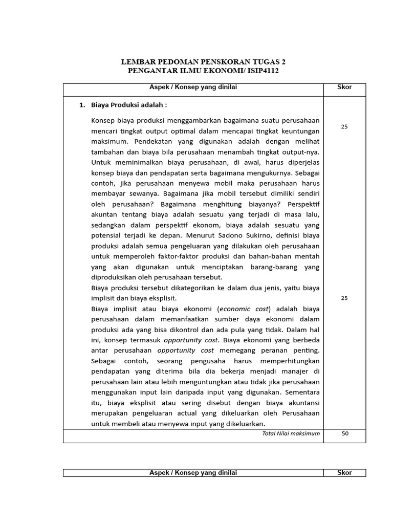 Lembar Pedoman Penskoran Tugas 2 | PDF