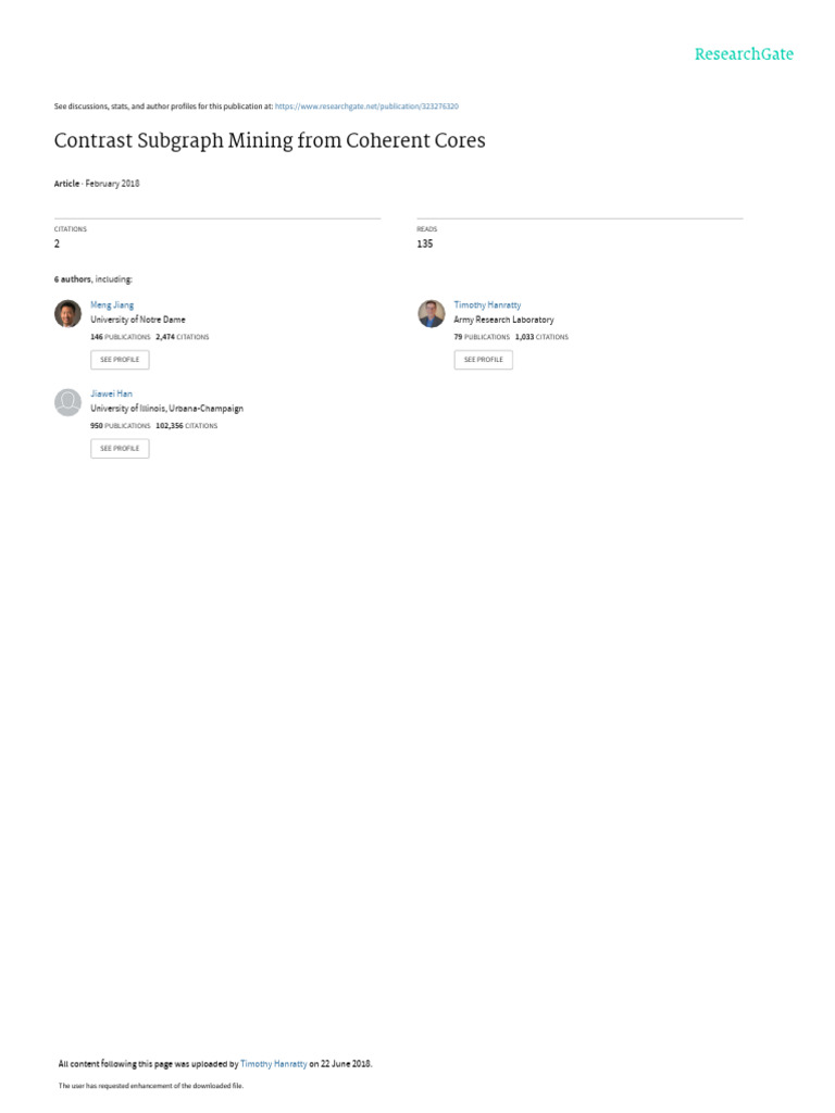 Contrast Subgraph Mining From Coherent Cores | PDF | Vertex (Graph Theory) | Time Complexity