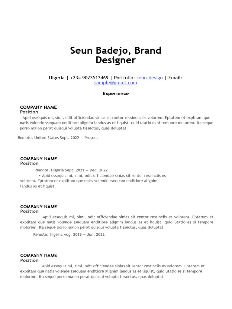 2023 CV Template for Designers | PDF | Adobe Software | Adobe Creative ...