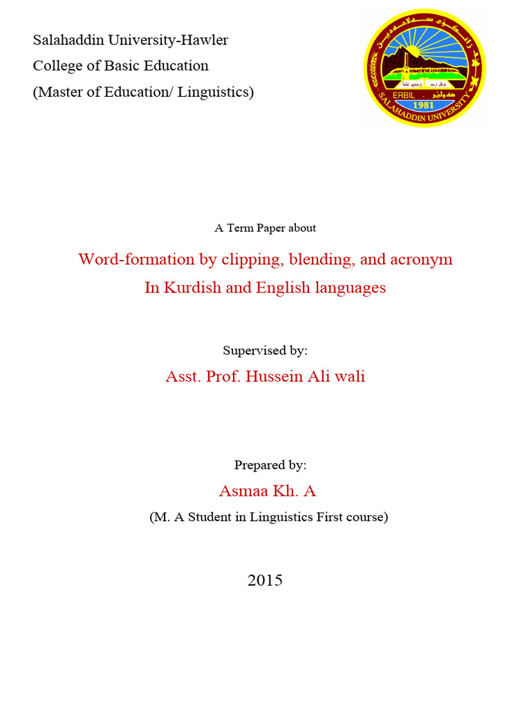 Word Formation by Clipping Acronym and B | PDF | Word | Morphology ...