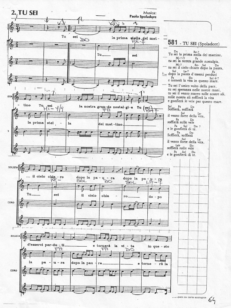 Tu Sei (Spartito) | PDF