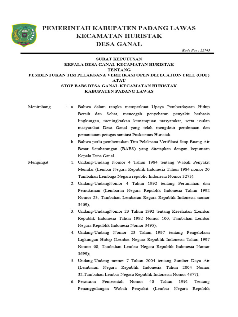 Berkas ODF Desa Ganal 2023 | PDF