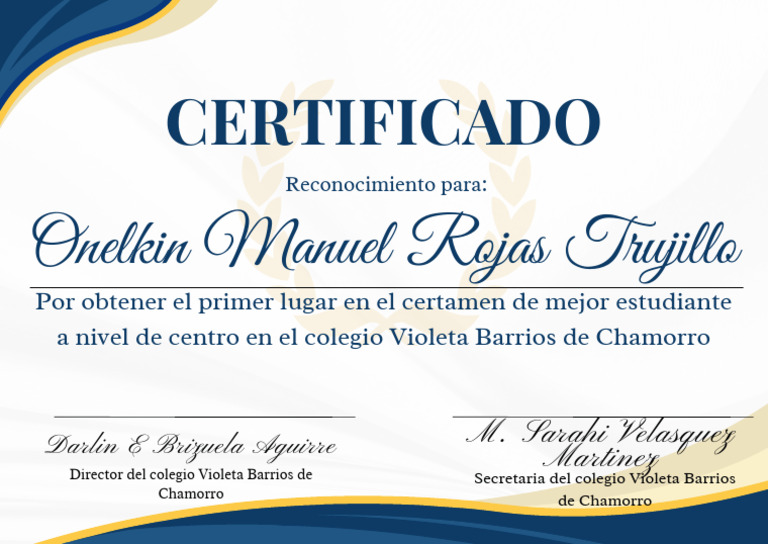 Certificado Mejor Estudiante | PDF