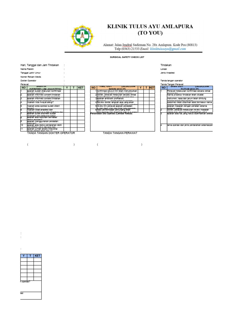 Surgical Site Checklist Dan Penandaan Sisi Operasi | PDF