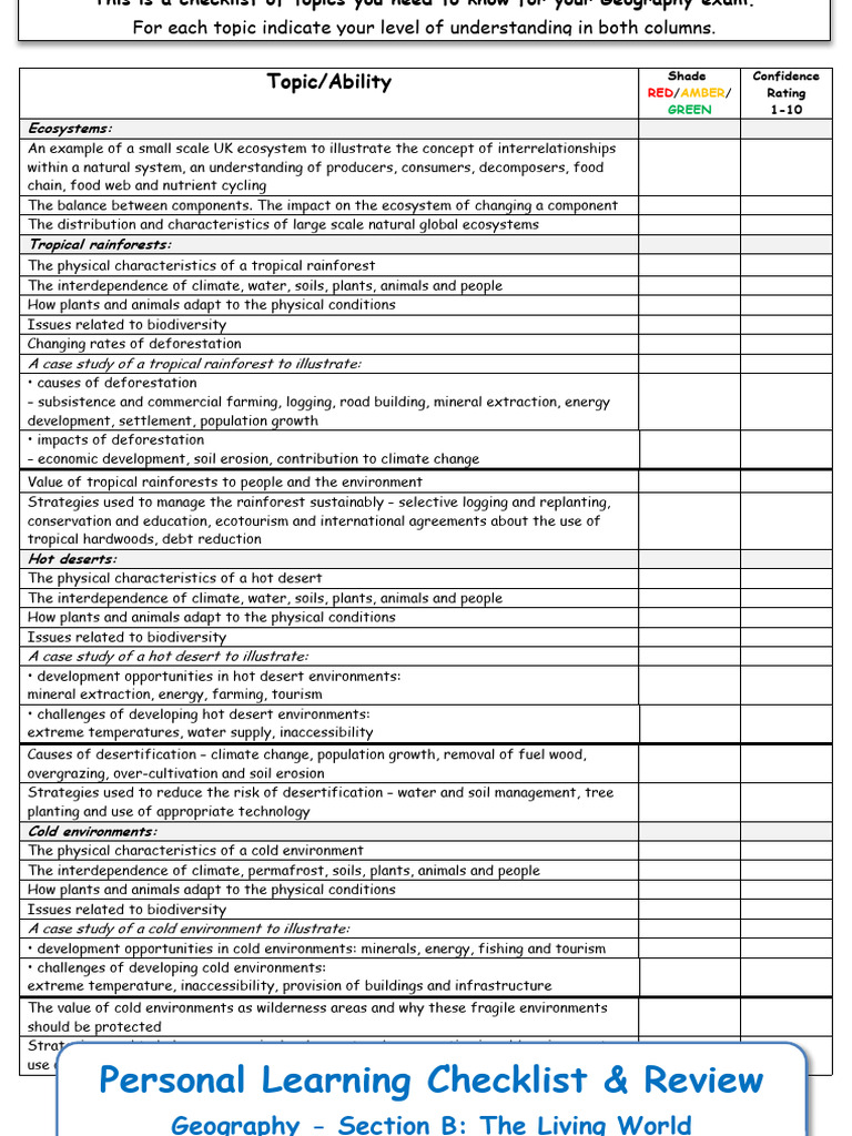 Living World Geography Exam Checklist | PDF | Natural Environment ...