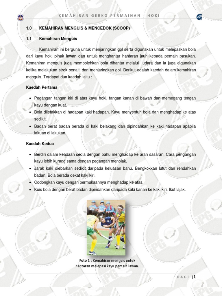 Hoki: Kemahiran Menguis & Mencedok (Scoop) | PDF
