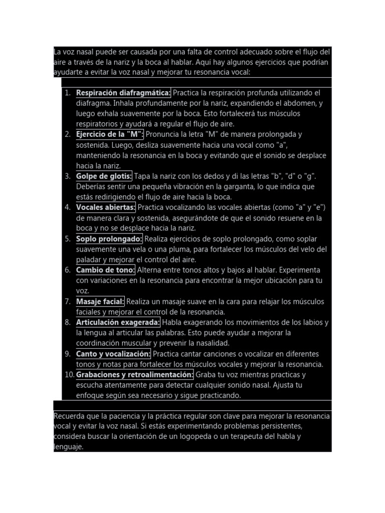 Voz Nasal | PDF | Vocal | Canto
