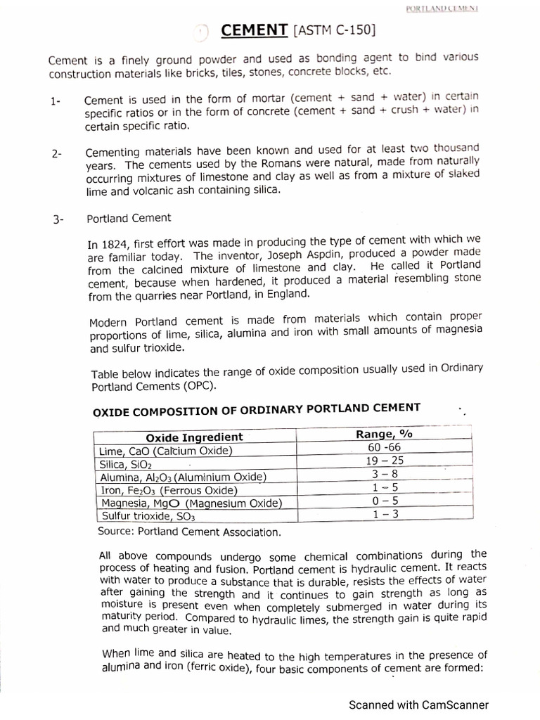 Cement (ASTM C-150) | PDF