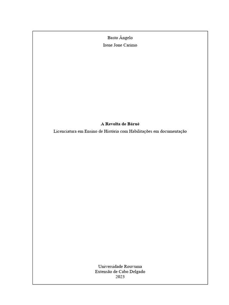 A Revolta de Barue RETIF | PDF | Moçambique | Portugal