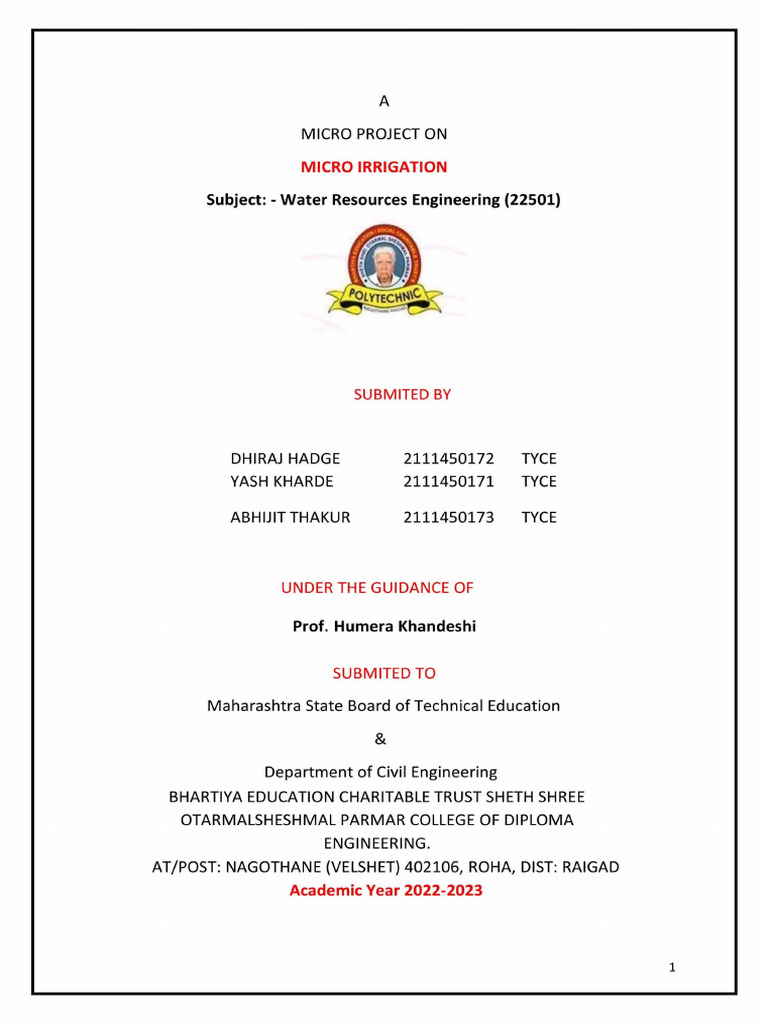 WRE Micro Project | PDF