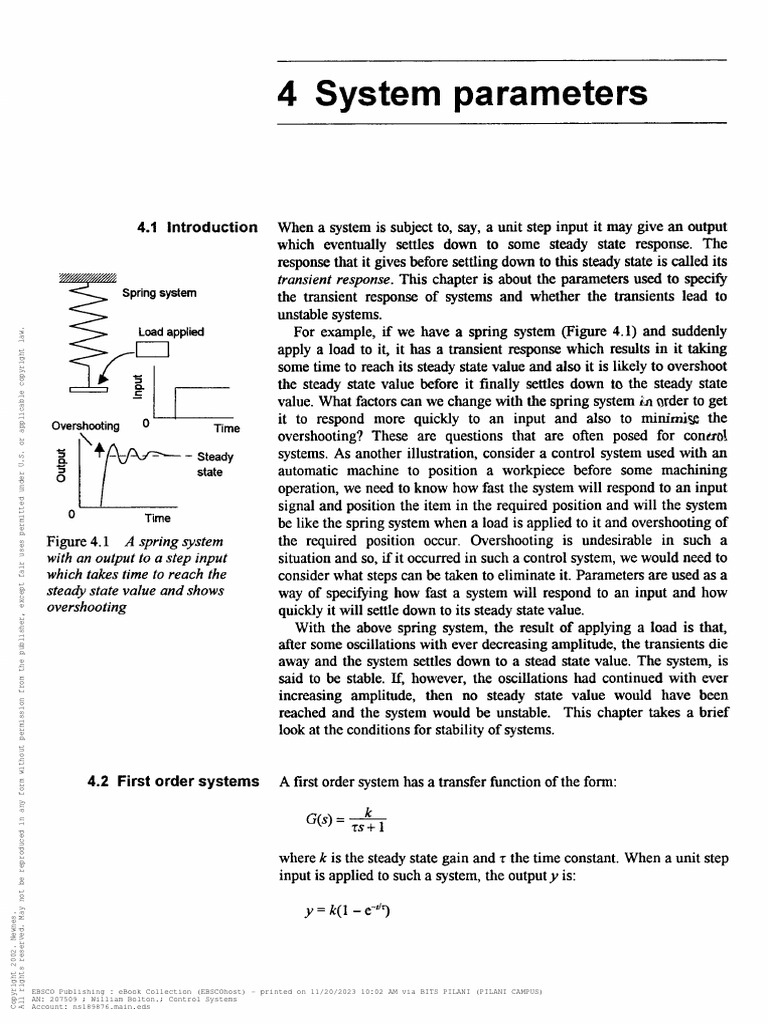 ControlSystems 2002 Chapter4SystemParamet | PDF | Steady State ...