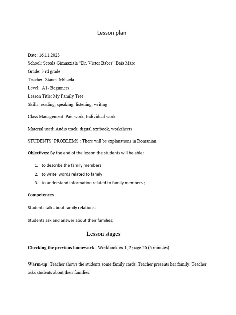 Lesson Plan 3g | PDF | Education Theory | Behavior Modification