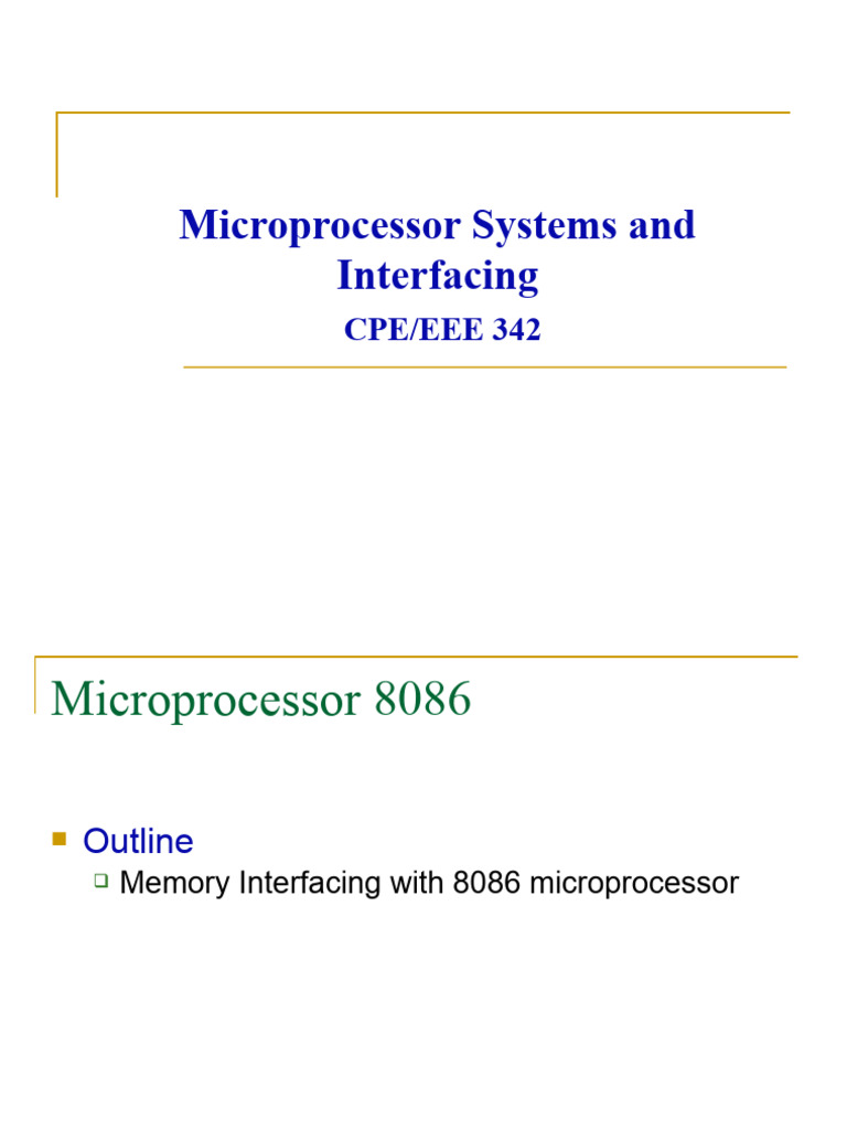 Memory Interfacing with 8086 Microprocessor | PDF