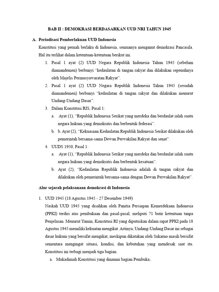 Bab 2 Demokrasi Berdasarkan Uud Nri 1945 | PDF