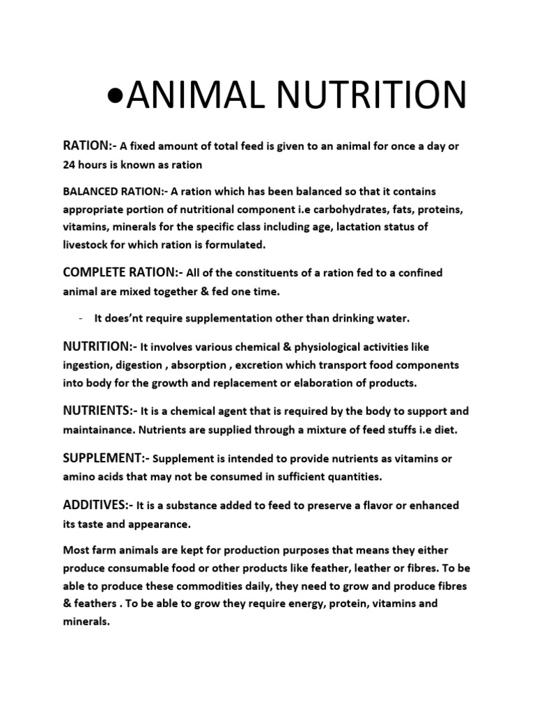 Animal Nutrition-1 | PDF | Amino Acid | Carbohydrates