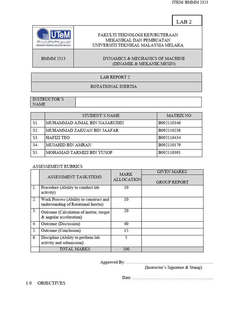 Lab 2 (Rotational Inertia) | PDF | Rotation Around A Fixed Axis | Torque