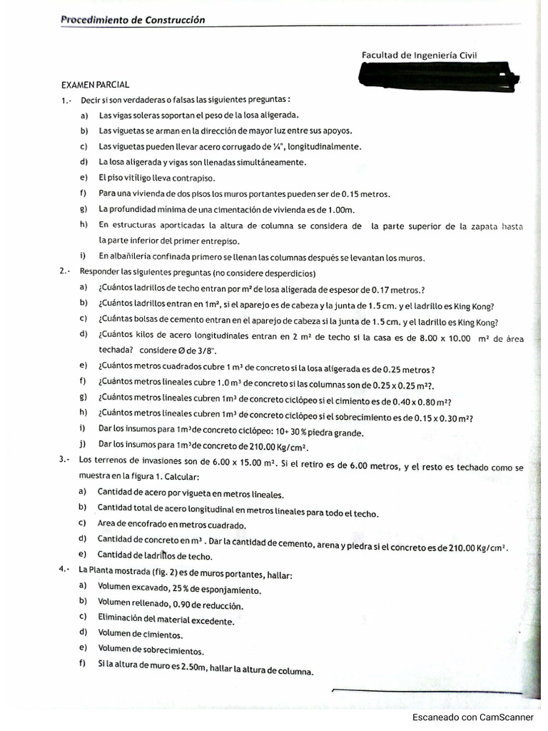 Examen Final Albañileria Continental | PDF