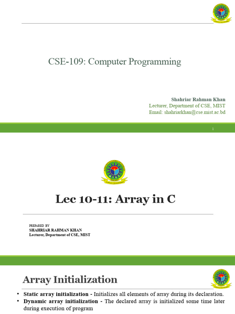 CSE 109 Lec 1011 Array Exercise | PDF | Computer Data | Computer Engineering