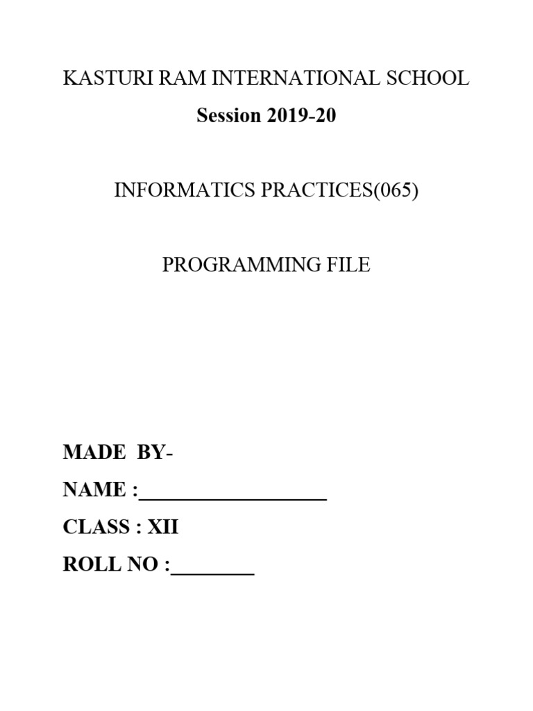 Class XII-IP-Practical File | PDF | Database Index | Sql Class XII-IP-Practical File | PDF | Database Index | Sql