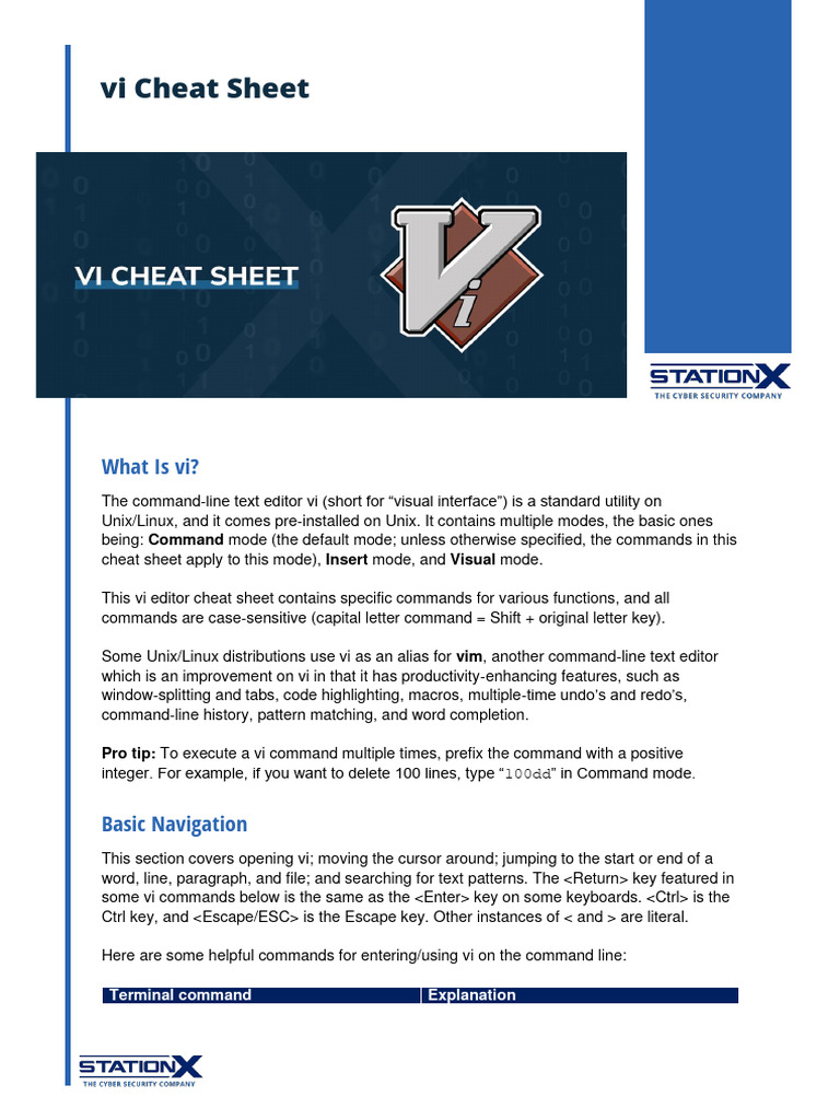 Vi Cheat Sheet | Download Free PDF | Filename | Text File