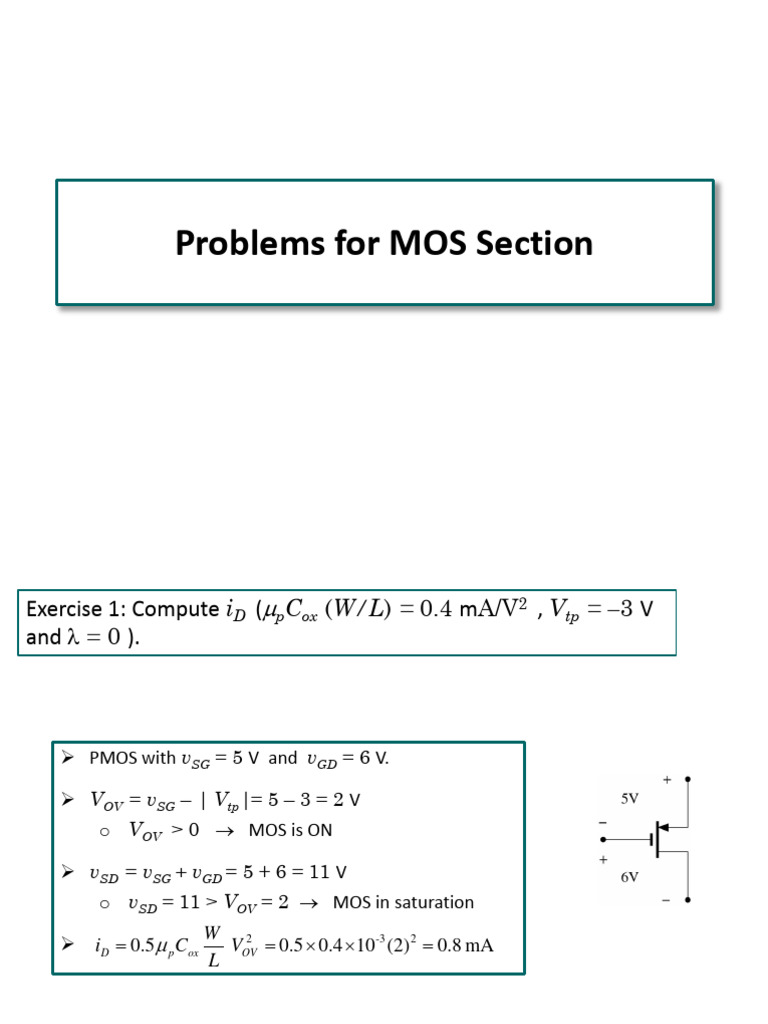 3A. MOS-Problems | PDF | Mosfet | Electrical Components