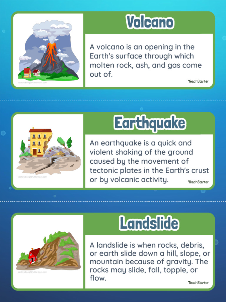 NaturalDisastersVocabulary FLASHCARDS | PDF | Volcano | Earth