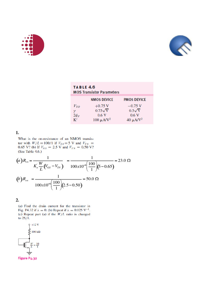 MOSFET Analysis and Calculations Guide | PDF | Electronic Engineering ...