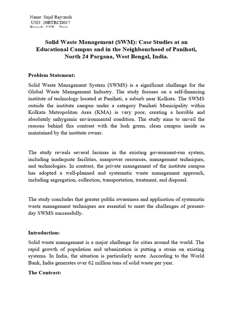 20BTRCD017 - Solid Waste Management - Assignment - 1 | PDF | Waste ... 20BTRCD017 - Solid Waste Management - Assignment - 1 | PDF | Waste ...