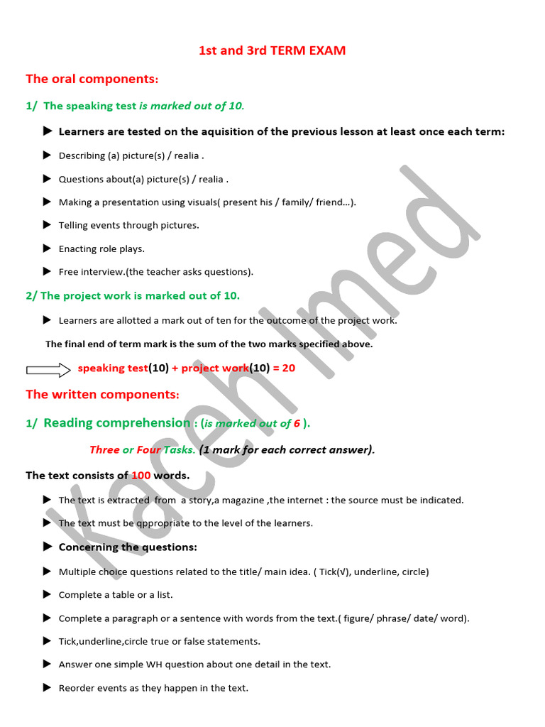 1st and 3rd TERM EXAM 6 | PDF | Word | Question