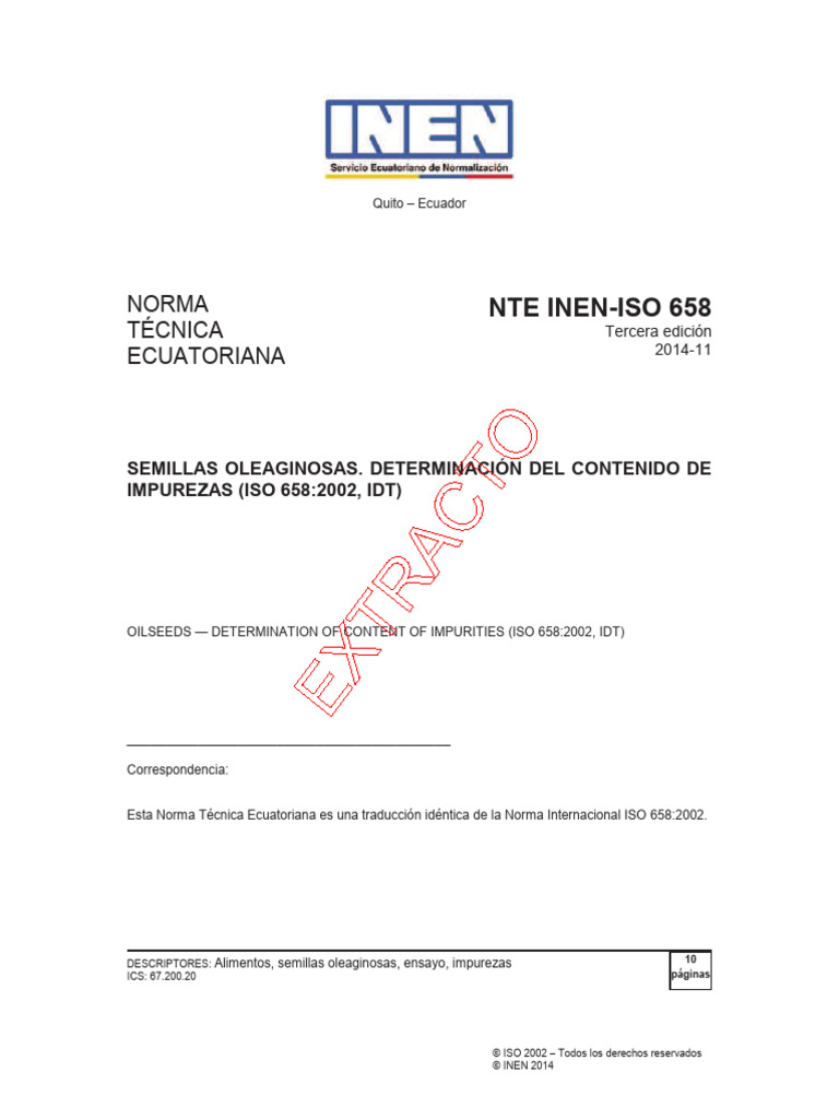 658-Iso-Impurezas Inen | PDF | Organización internacional para la estandarización | Comisión ...
