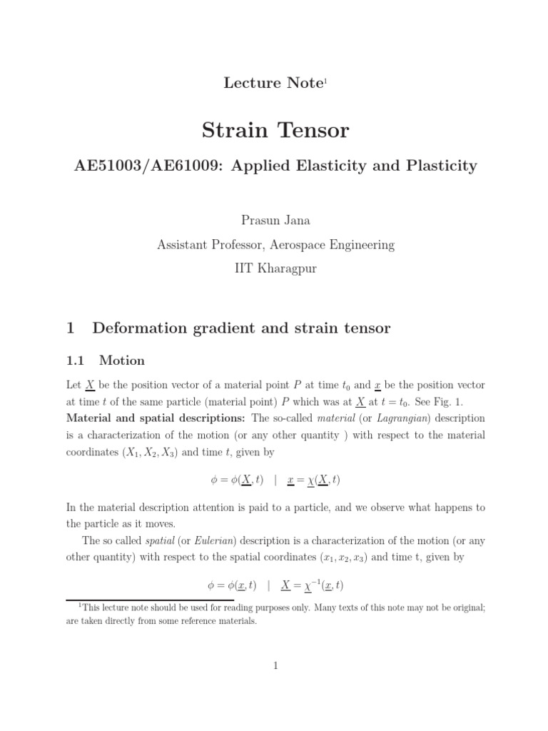 4 - Stain Tensor | PDF | Continuum Mechanics | Solid Mechanics